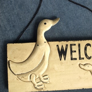 Rustic Welcome Sign With Embossed Mother Duck and Ducklings - Wall ...