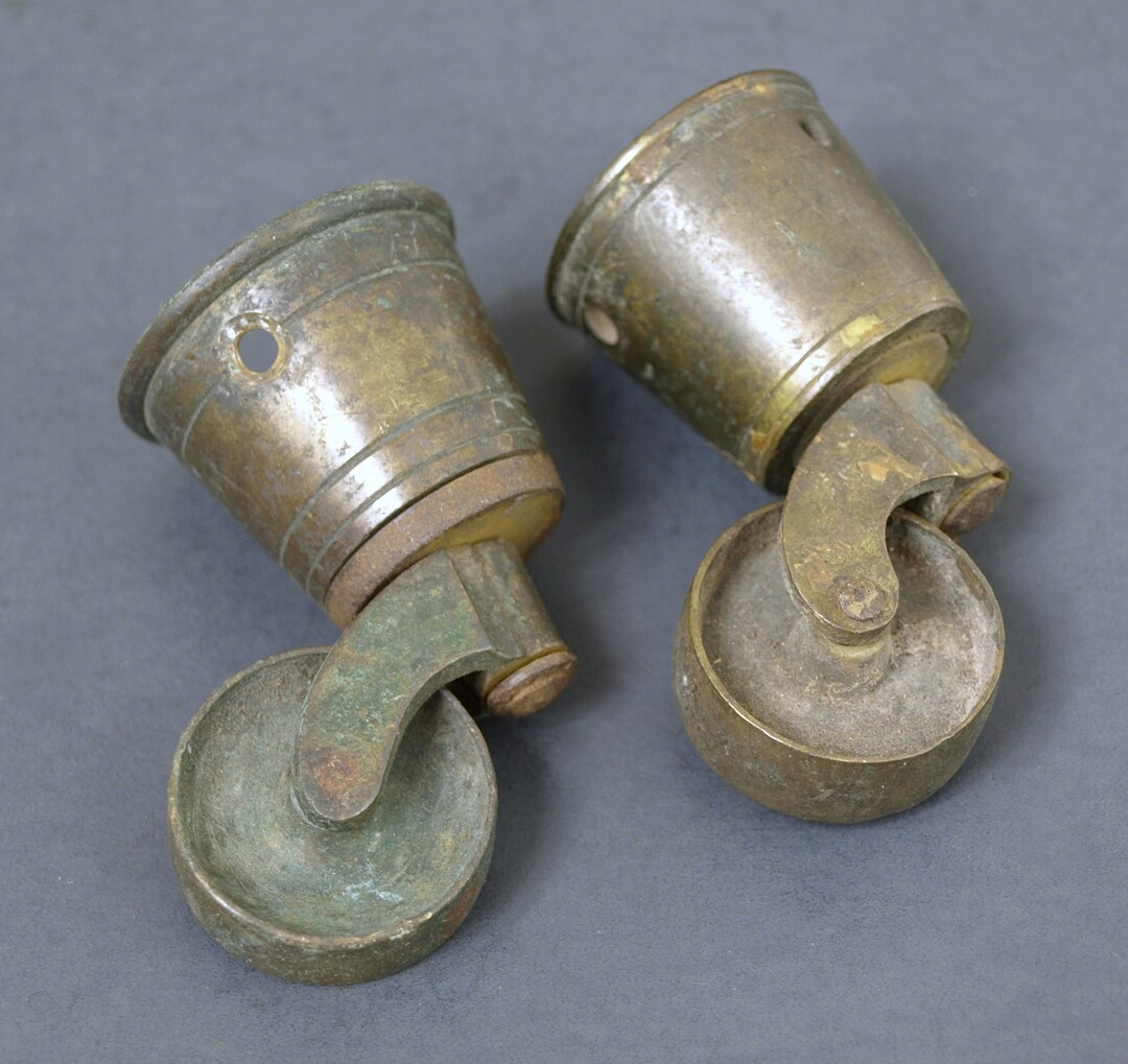 Antique Victorian Deep Socket Brass Casters Set of 2 Brass - Etsy