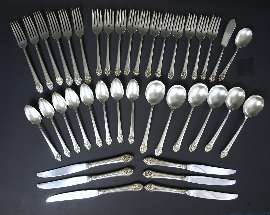 Vintage Set of 1881 Rogers Oneida Silver Plated Flatware in plantation ...