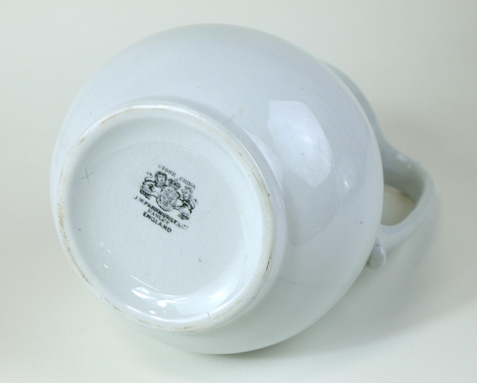 Large Antique White Stone China Pitcher by J.W. Pankhurst & Co. (1850 ...