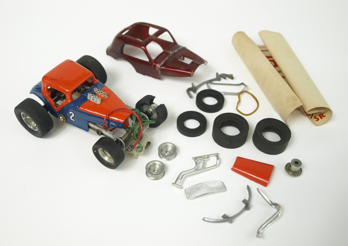 Vintage Large 1/24 Scale Slot Car Chassis and Motor With Vintage Stock ...