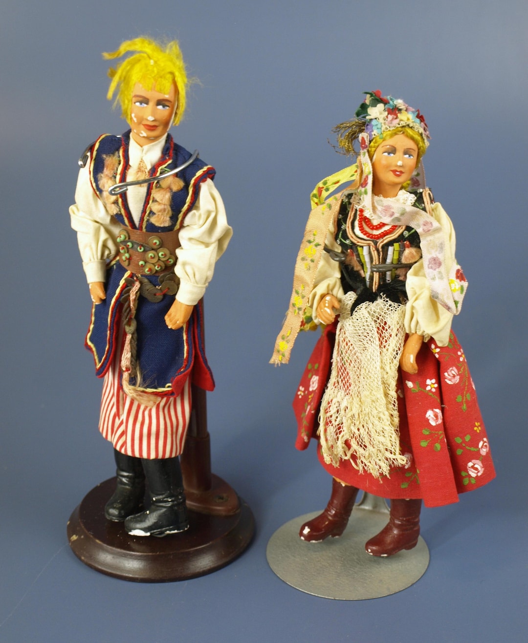 Vintage 1940's Handmade Polish Plaster Dolls W/ Traditional Beaded ...