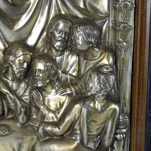 Mid Century Vintage High Relief "the Last Supper", Framed - 3 ...