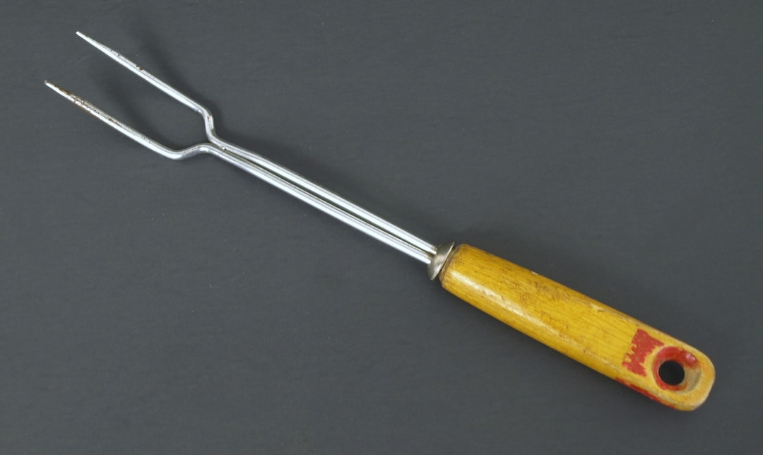 Vintage Two-tined Meat or Cooking Fork With Wooden Handle Kitchen and ...