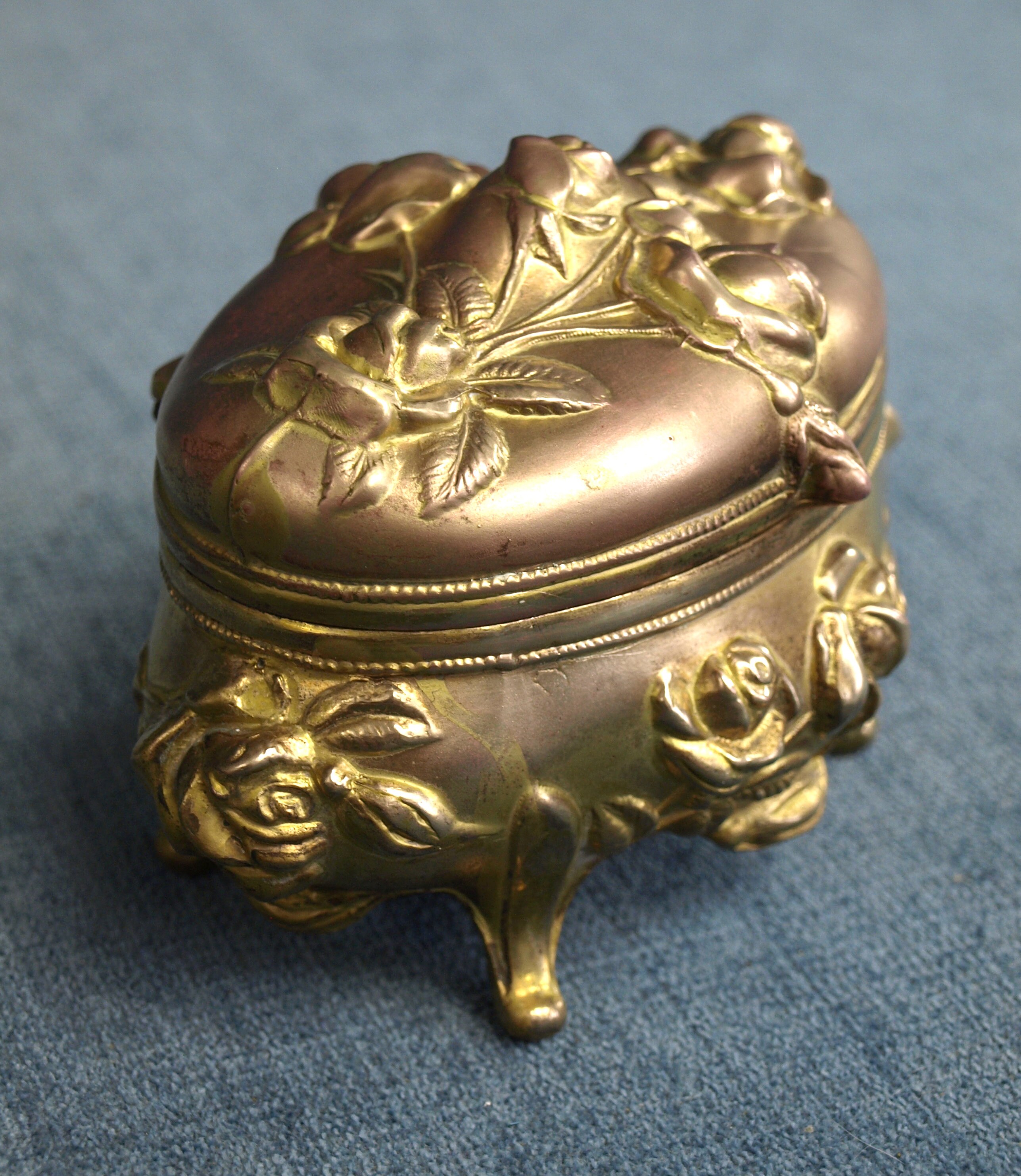 Antique Bas-relief Rose Art Nouveau Jewelry Casket Trinket Box | Etsy