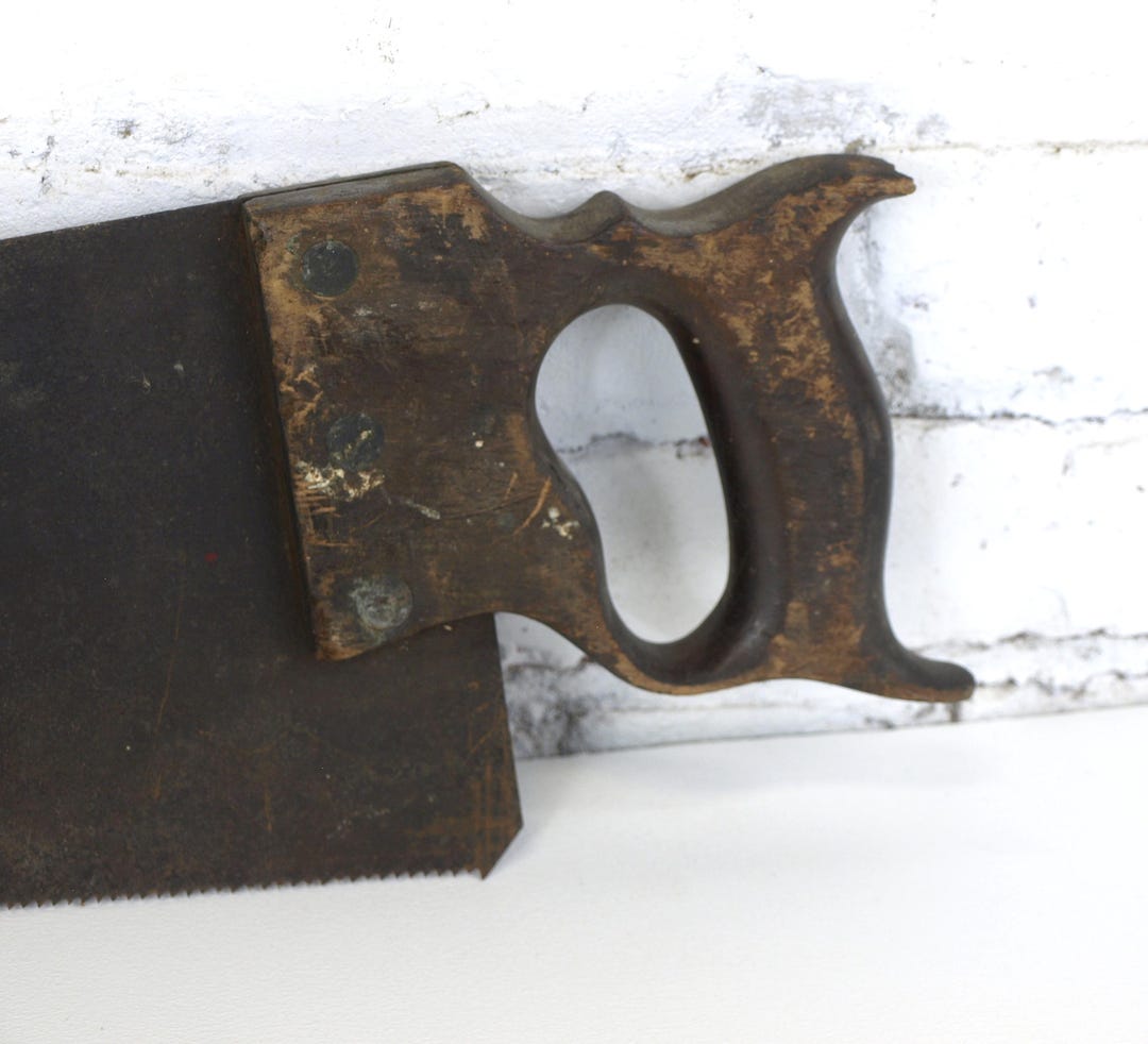 Antique / Vintage Crosscut Hand Saw 26" Blade Wooden Handle - Primitive ...