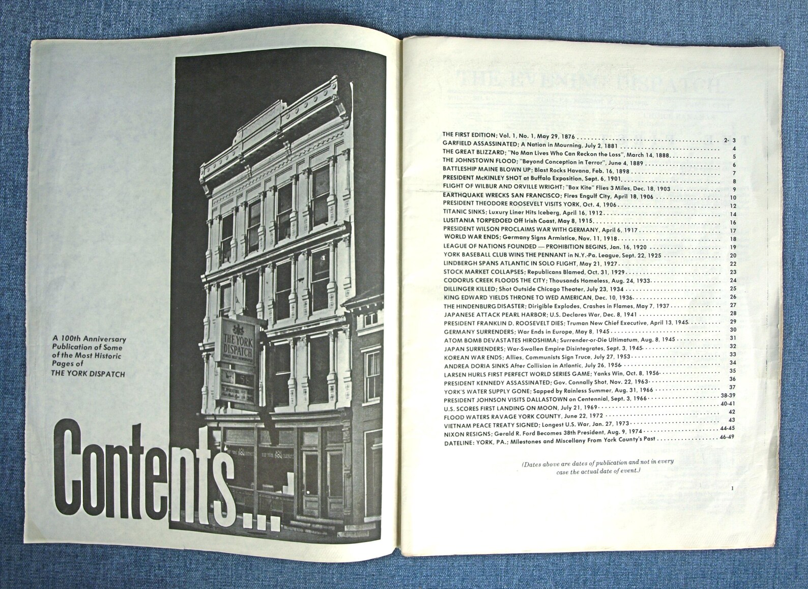 The York Dispatch Newspaper 1876 - 1976 Commemorative 100 Years of ...