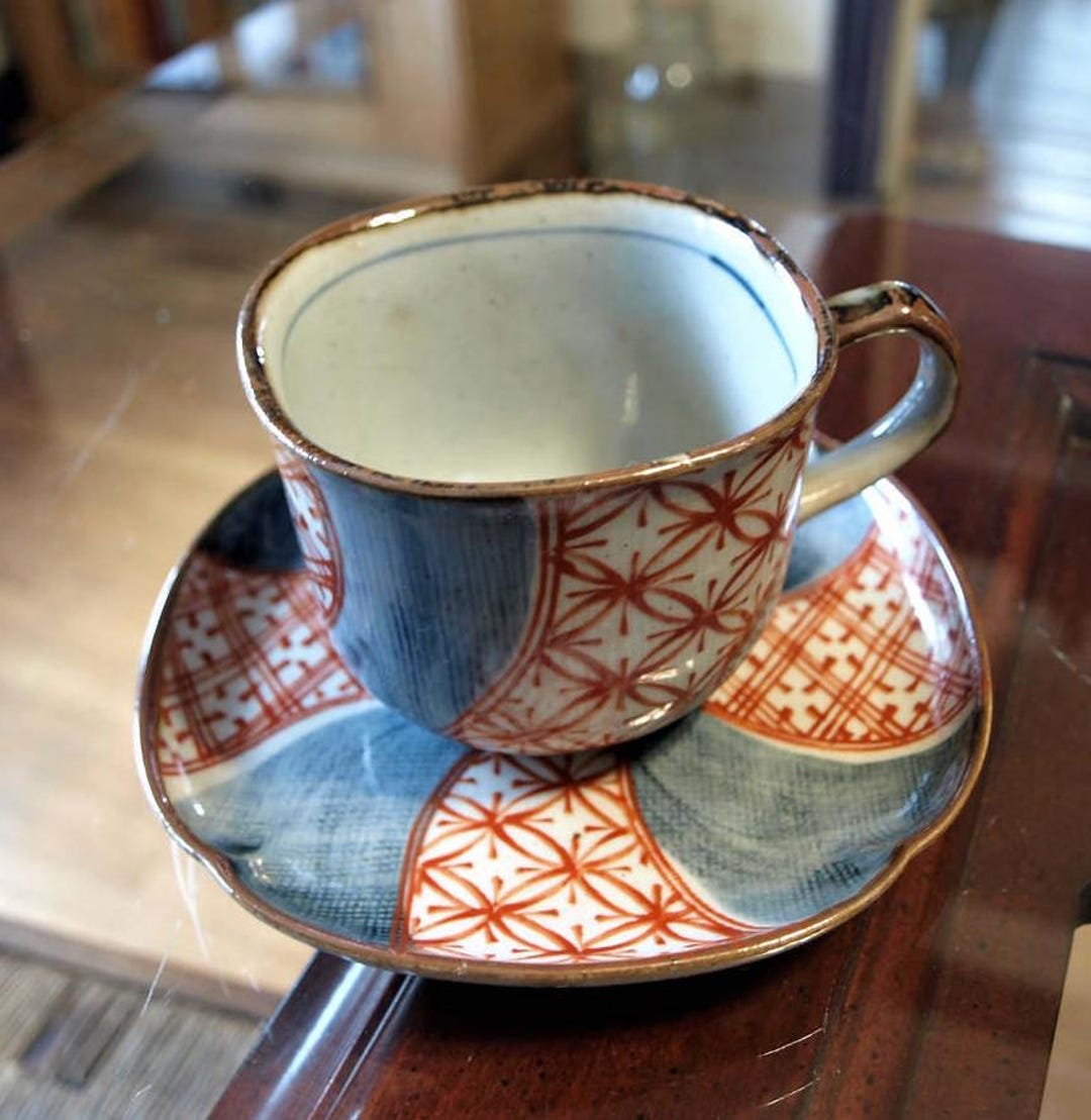 Japanese Arita Ware Teacup and Saucer Art Pottery Hand Painted ...