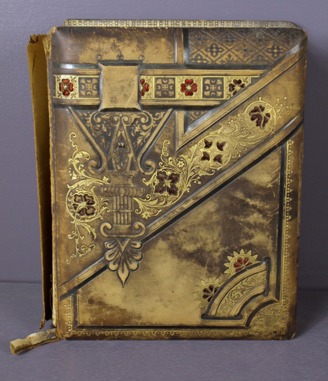 Antique Photograph Album, Circa 1890's - Tooled & Bejeweled Leather W ...