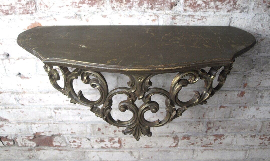 Mid Century Vintage Decorative Wall Shelf, Circa 1970's - Wood W/ Aged ...