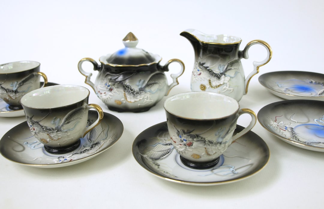 Vintage Japanese Moriage Dragonware Tea Set, Circa 1940's 11 Pieces ...
