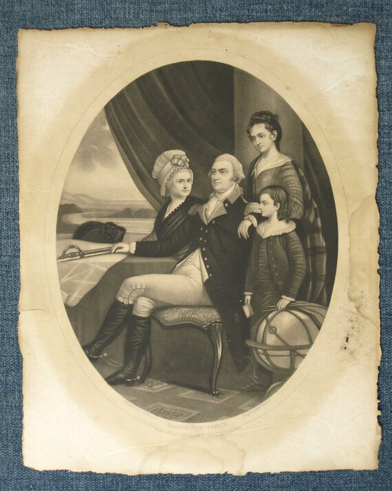 Antique 1860 Washington Family Engraving Print After Painting - Etsy