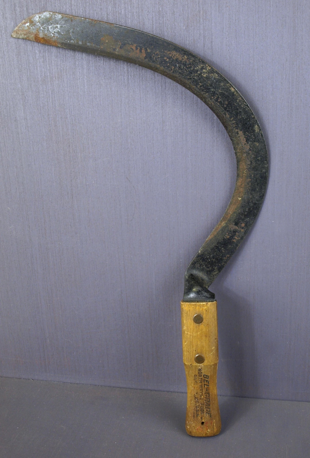 Vintage Bel-grade Offset Hand Sickle With Wooden Handle Farming ...