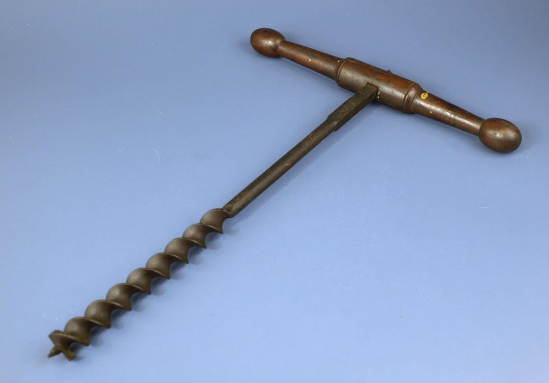 Antique T Handle Hand Drill Wood Auger for Barn / Cabin Construction 17 ...