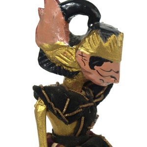 Vintage Indonesian Shadow Puppet Figure on Wooden Base - One Arm ...