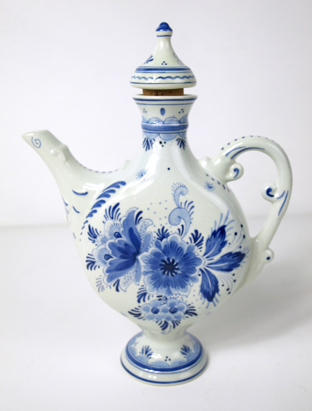 Vintage Flora Royal Delft Holland Hand Painted Oil Decanter Cruet ...