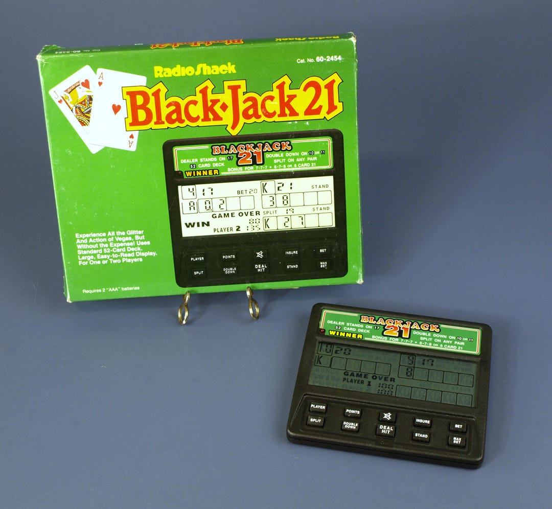 Vintage Radio Shack Black Jack 21 Hand Held Electronic Card Game - 1996 ...