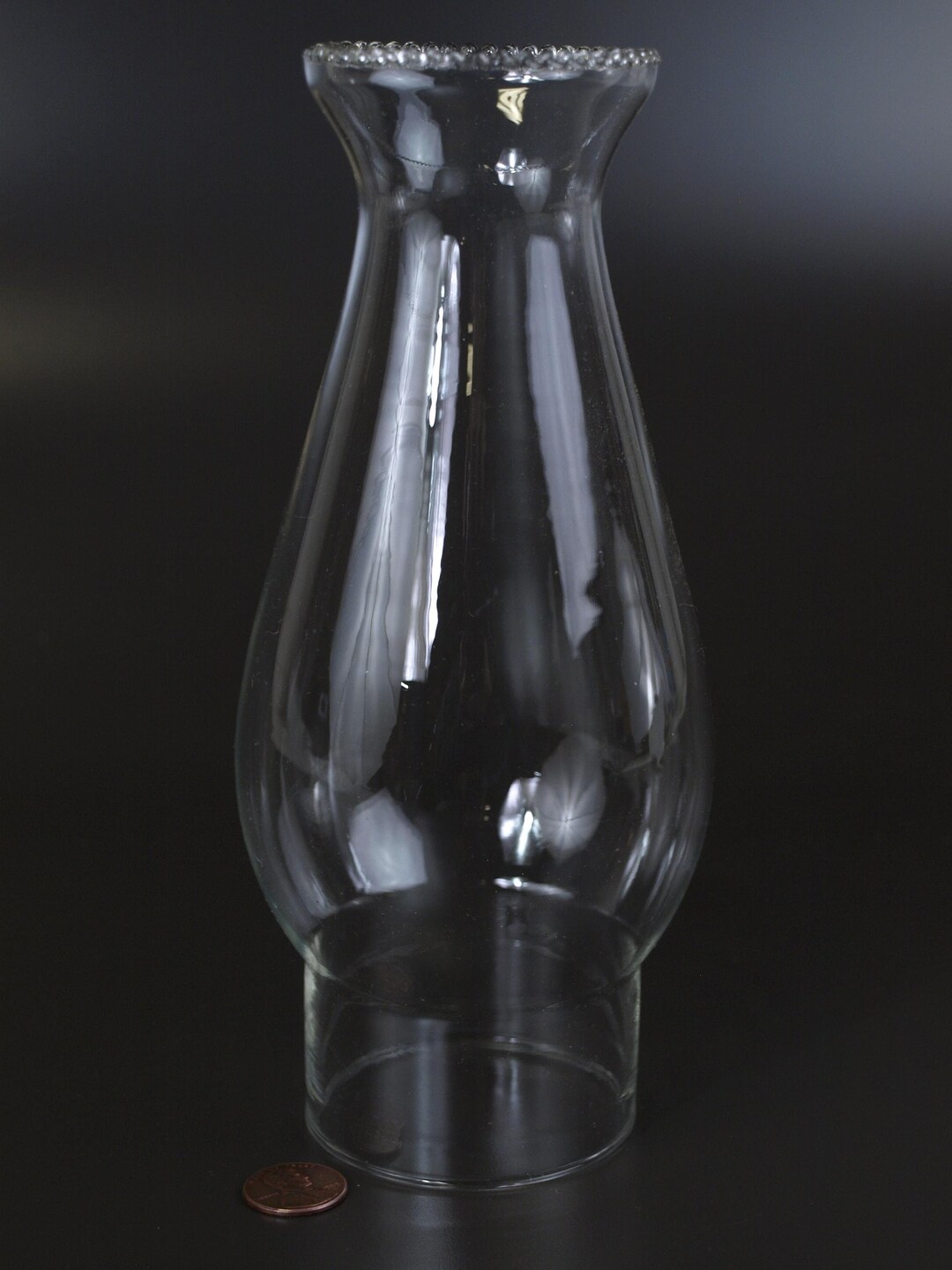 Mid Century Glass Hurricane Chimney W/ Beaded Edge & 2.5" Fitter - 8 ...