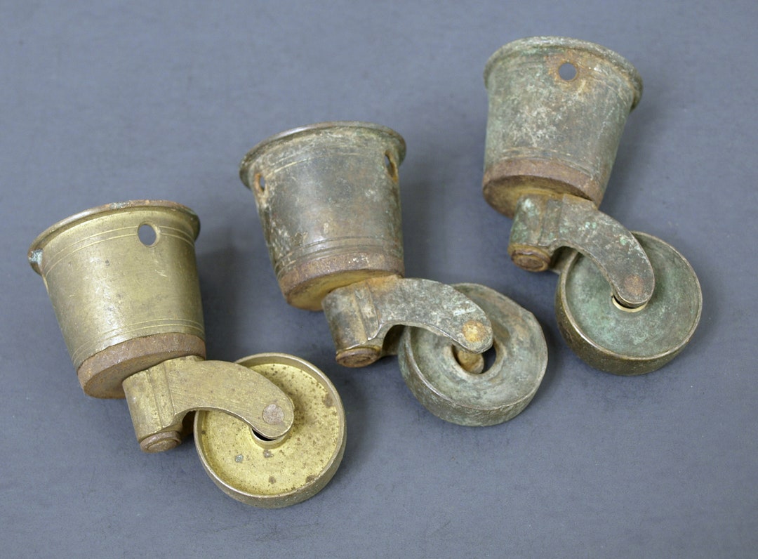 Antique Victorian Deep Socket Brass Casters, Set of 3 - Brass Casters W ...