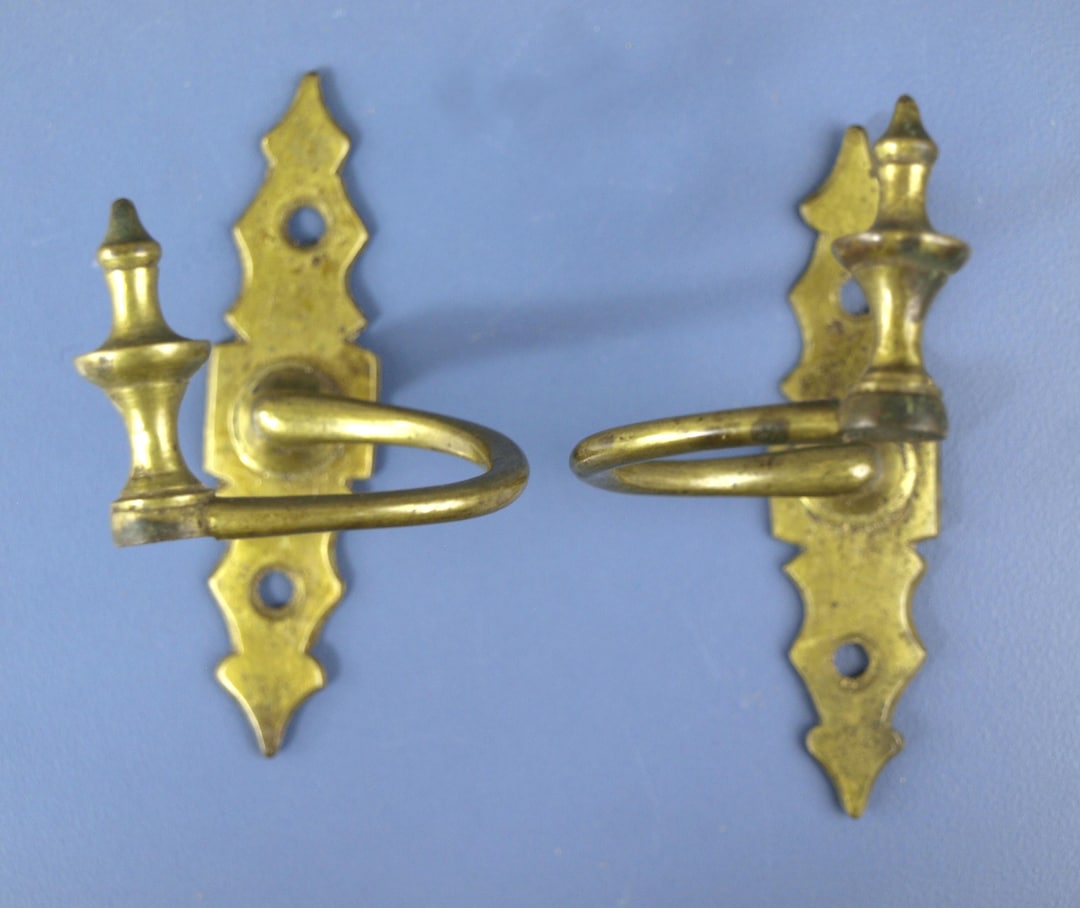 Antique Fireplace Solid Brass Jamb Hooks - Set of 2 - 3.5" - Great ...