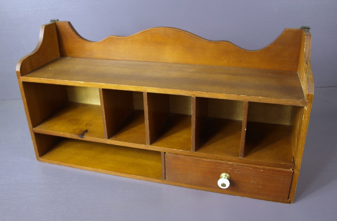 Mid Century Vintage Wooden Mail Shelf W/ Drawer, Circa 1960's 19 Wide X ...