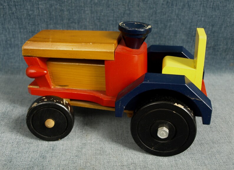 Vintage Handcrafted Wood Toy Tractor Made in Romania Hand | Etsy