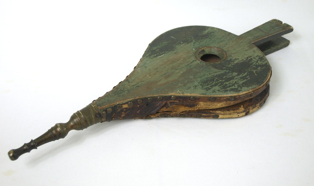 Antique Tole Painted Fireplace Bellows, Circa Mid 1800s Green Painted ...