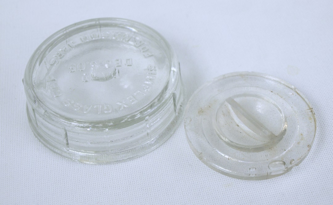Antique Simplex Glass Screw on Mason Jar Lid / Cap and Antique Glass ...