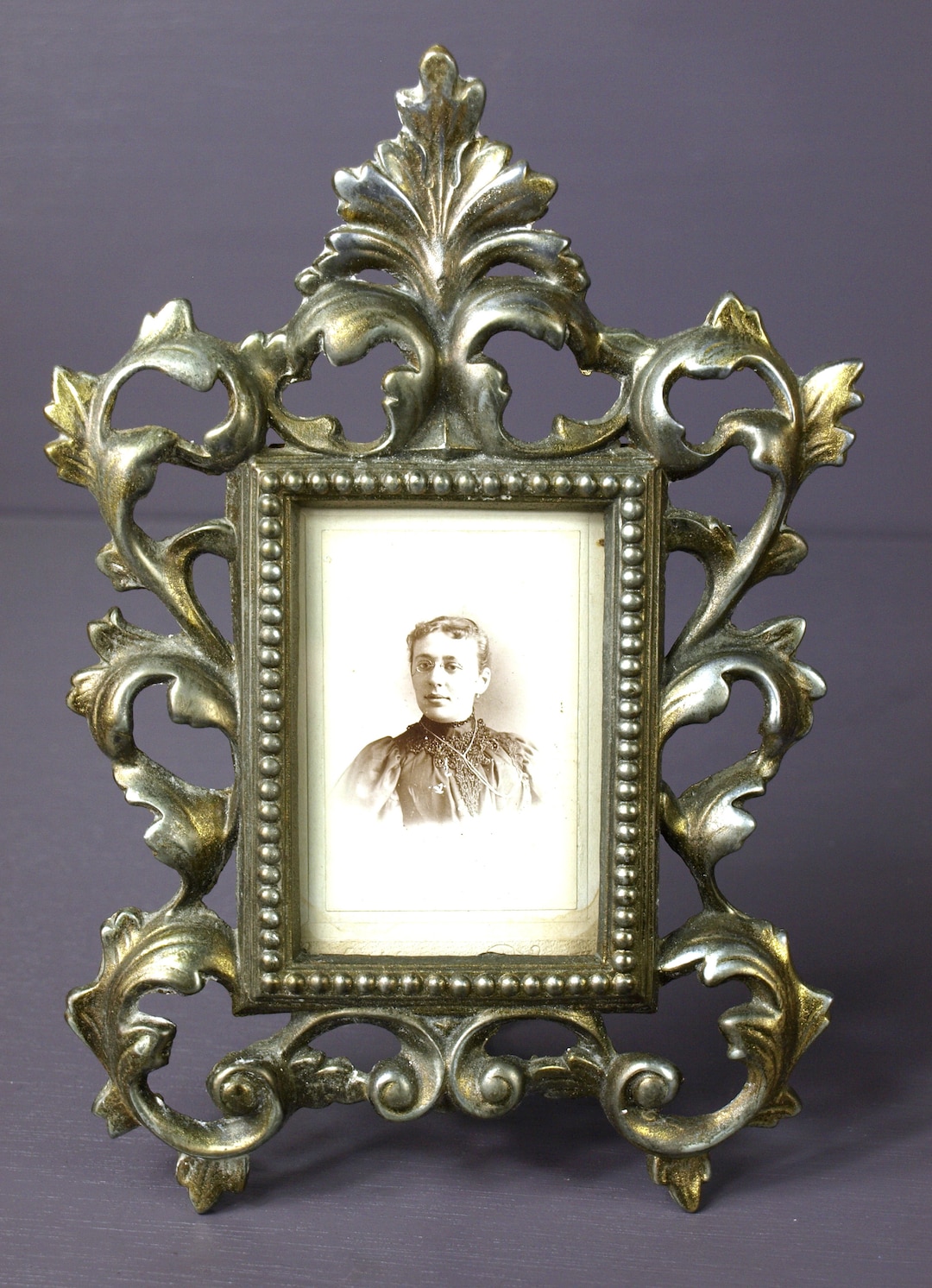 Antique Cast Brass Photo Frame W/ Open Scroll Design, Circa 1900's ...