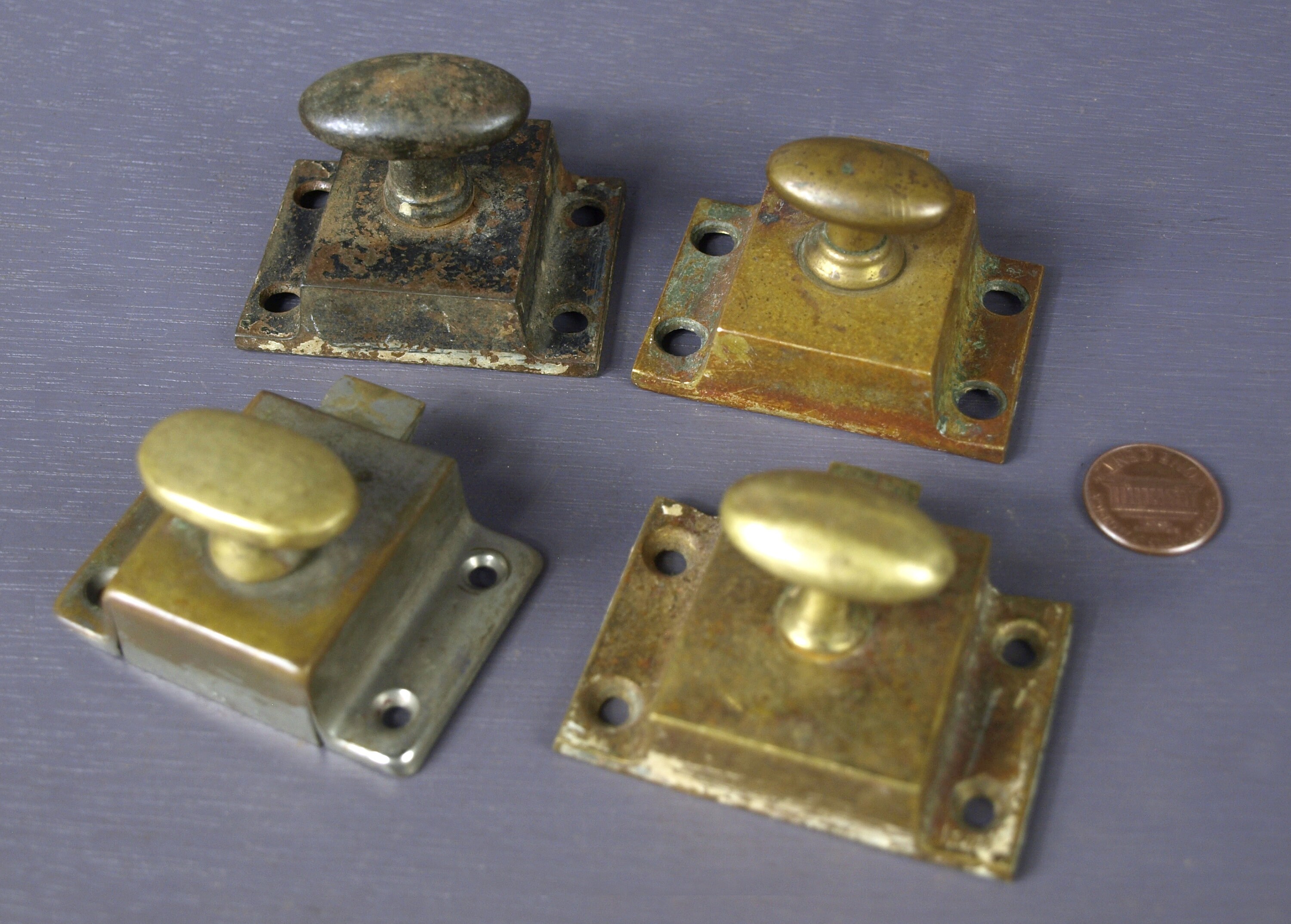 Vintage Cabinet Door Latches, 4 Assorted Latches - No Catches - Circa ...