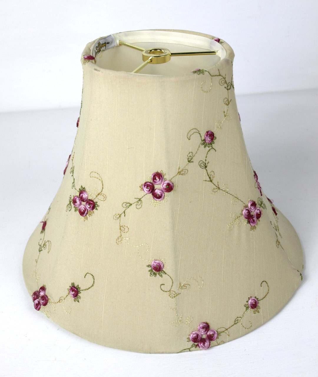 Vintage DALE TIFFANY Lamp Shade Delicate Rose Vine Tan Lamp Shade W ...