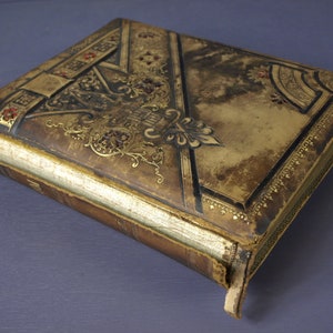 Antique Photograph Album, Circa 1890's - Tooled & Bejeweled Leather W ...
