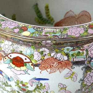 Vintage Chinese Famille Rose Mandarin Porcelain Fish Bowl / Jardinière ...