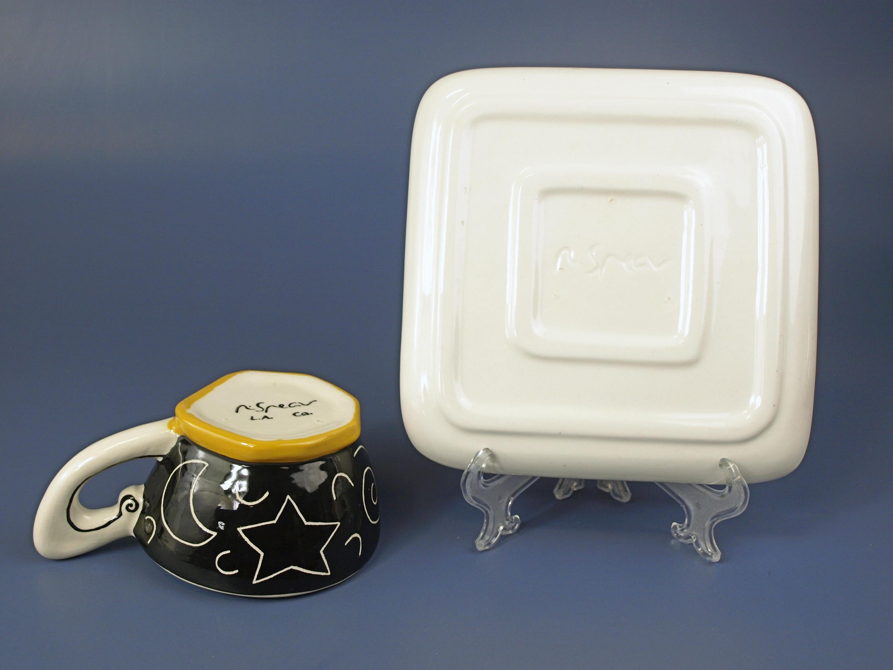Robin Spear Pottery Moons and Stars Ceramic Mug and Plate in Black ...