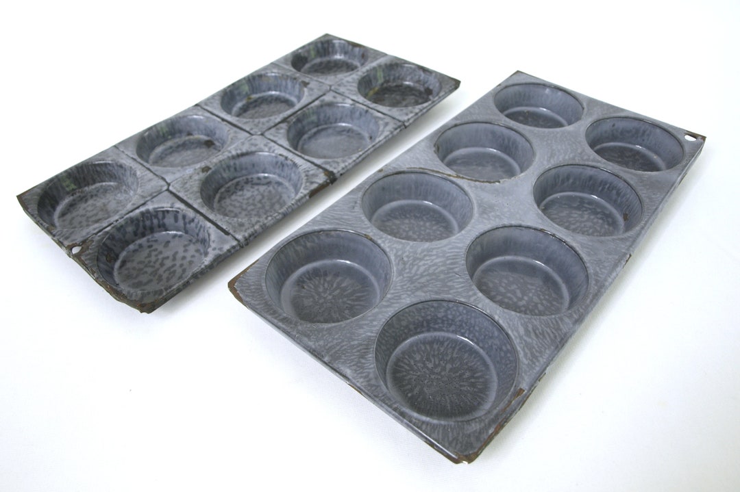Vintage Pair of Graniteware 8-cavity Bun or Biscuit Tins - 2 Tins ...