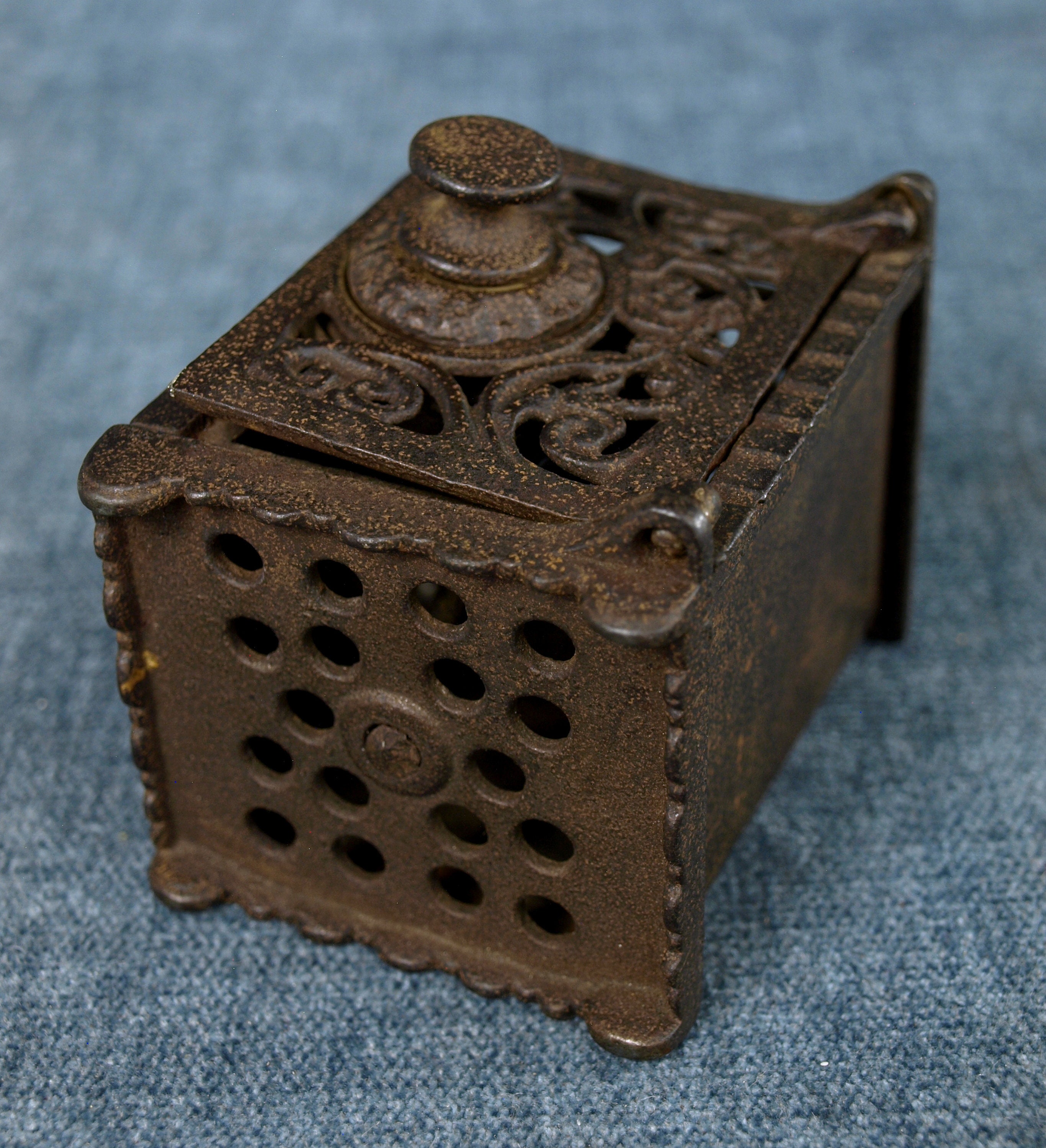 Antique Cast Iron Filigree Miniature Safe Coin Bank With - Etsy