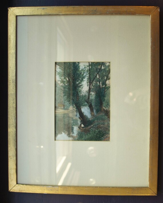 Vintage Detailed Colored Print Signed by Hendrickson in Gold | Etsy