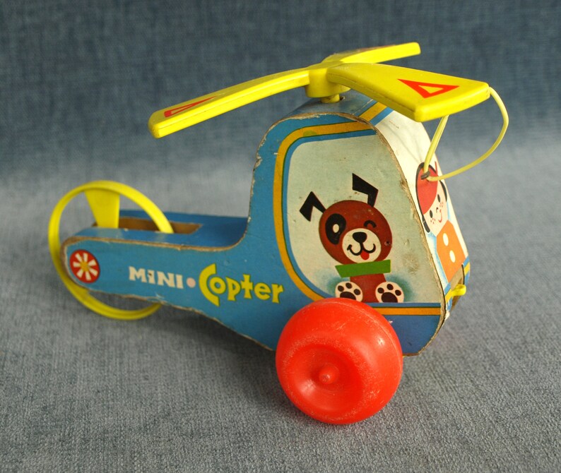 Vintage 1970 Fisher Price MINI COPTER 448 Wooden Helicopter - Etsy