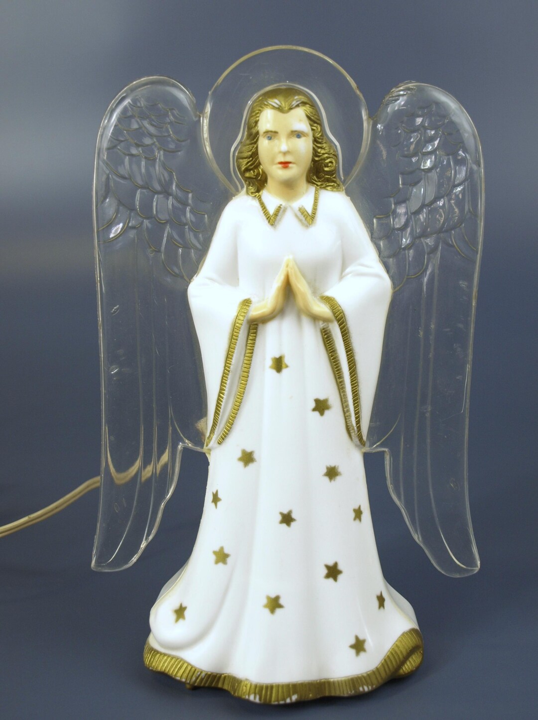Vintage Light up Angel Tree Topper Illuminated Hard Plastic Christmas ...
