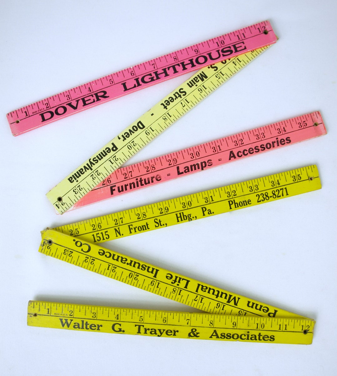 Vintage Advertising Folding Yardsticks - 2 Included - Colorful ...