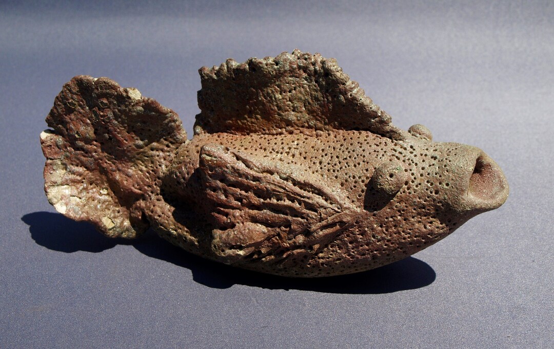 Hand Made / Built Raku Art Pottery Koi Fish Sculpture With Organic ...