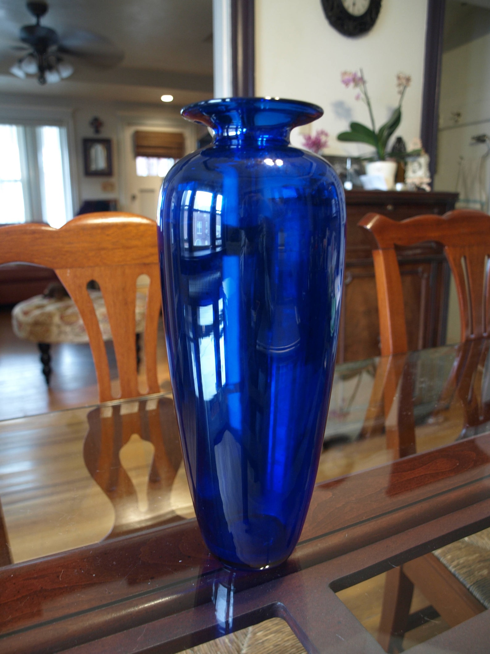 Cobalt Blue Tall Glass Baluster Vase Art Nouveau Art Deco Etsy
