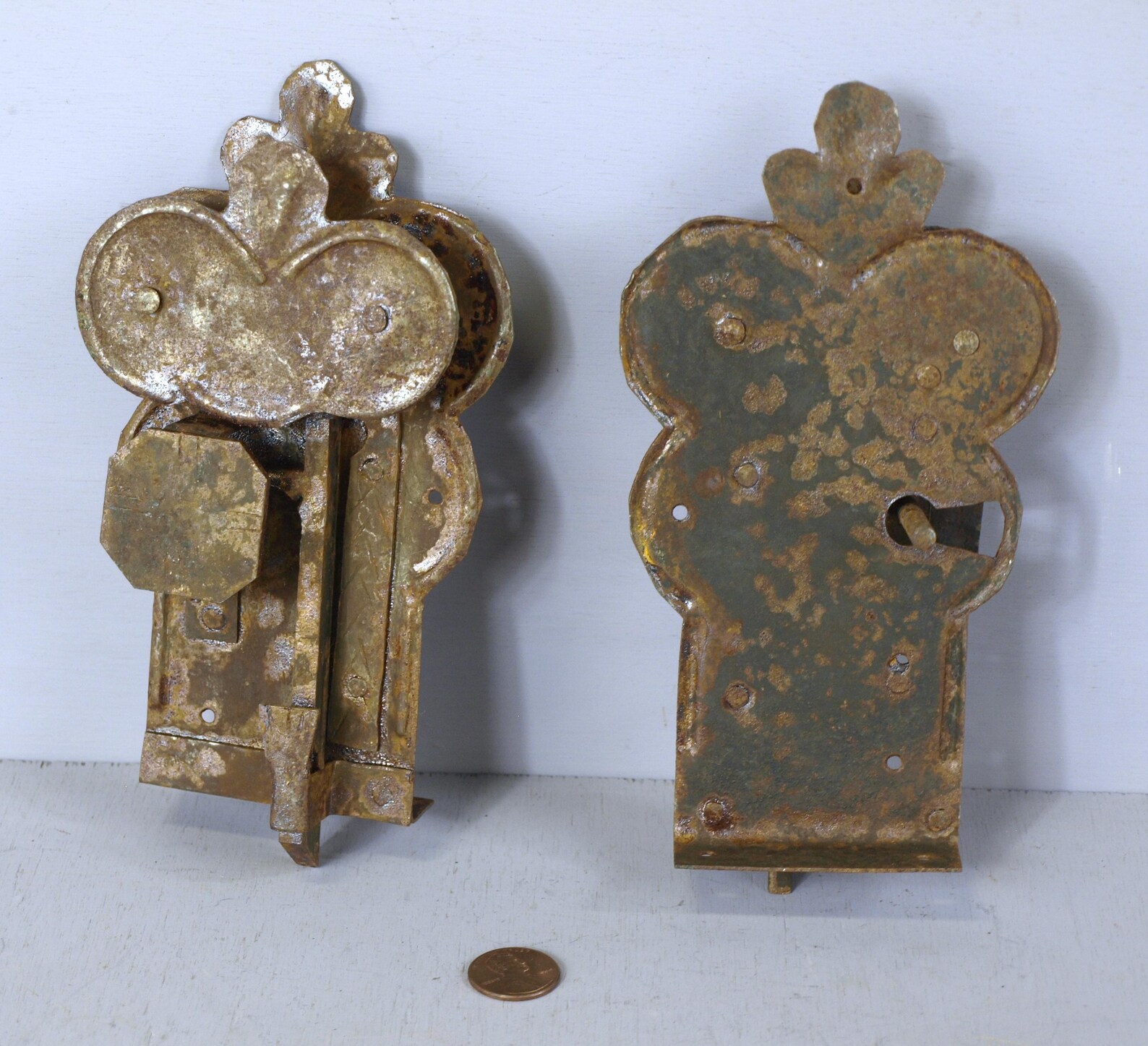 Early Antique Set of (2) Wrought Iron Clover / Heart Locks 17th Century ...