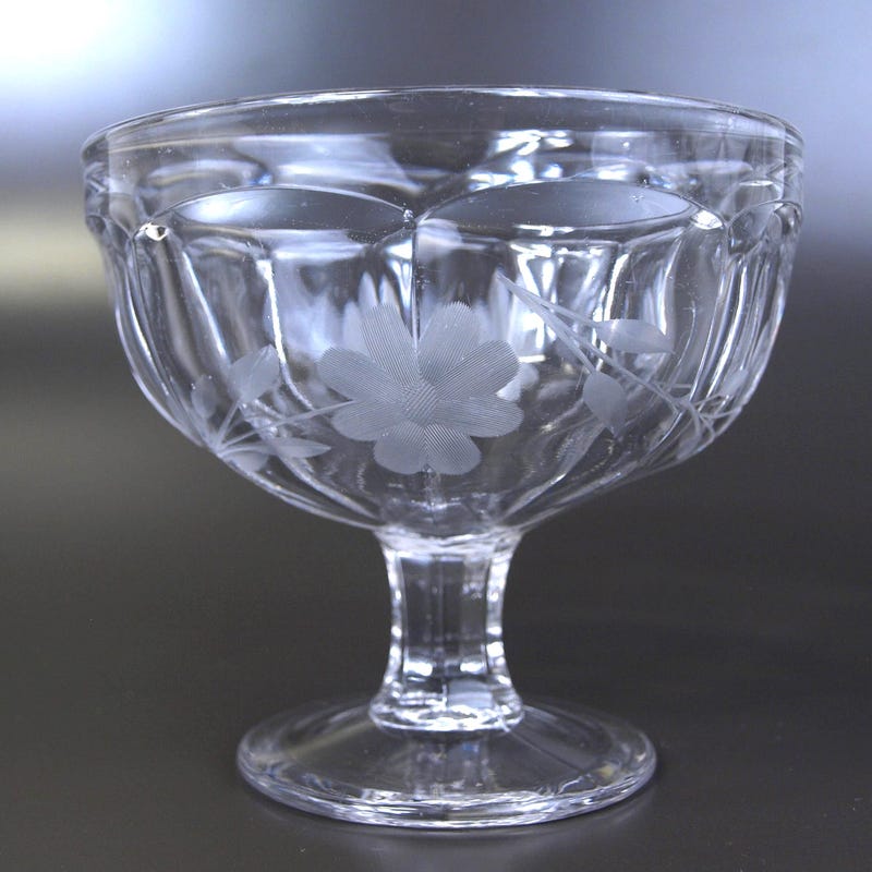 Glass Floral Etch Bowl - Etsy