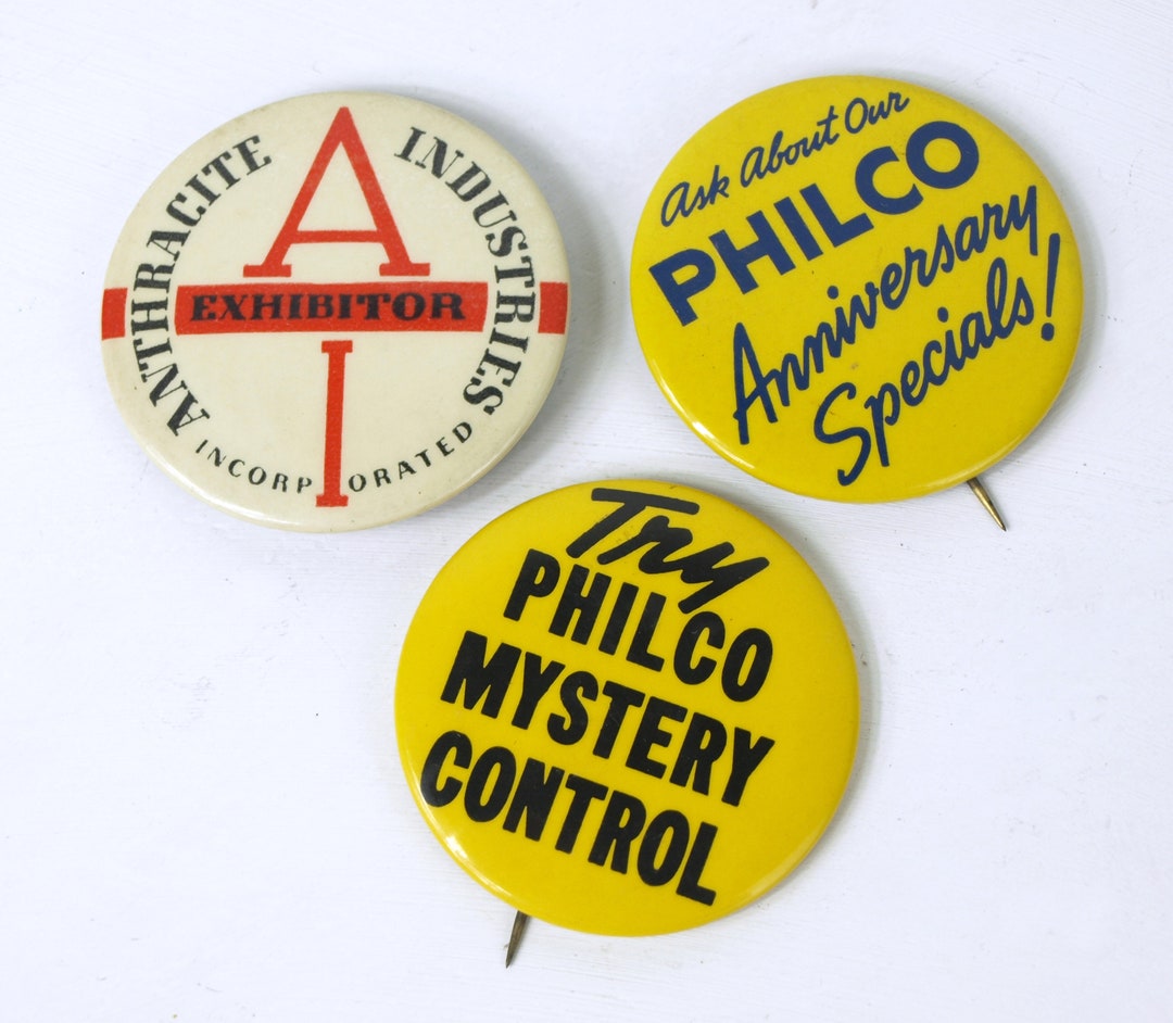Vintage Philco Radio Advertising Buttons & 1 More, Circa 1950's - 3 ...