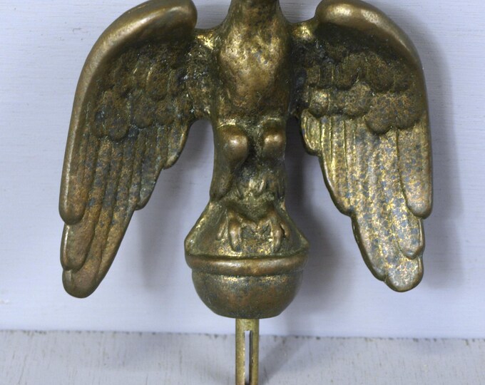 Vintage Solid Brass American Bald Eagle Flag Pole or Mantel / Banjo ...