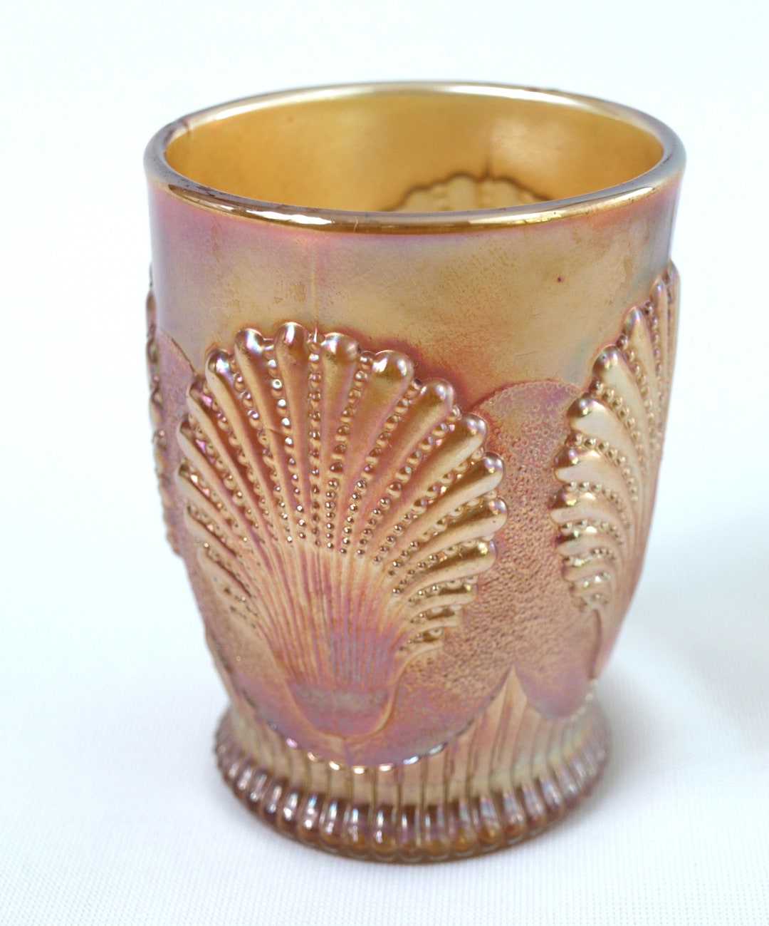 Antique Dugan "beaded Shell" Marigold Flat Tumbler, Circa 1910 - Dugan ...