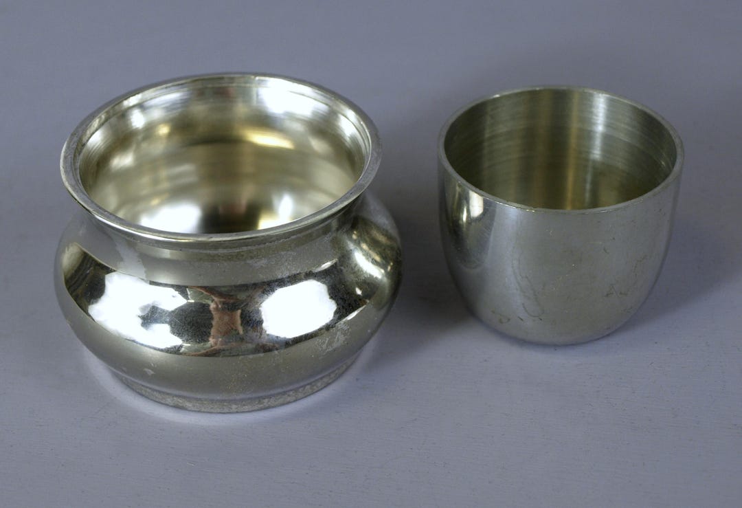 Vintage Indian Silver-plate Puja Kalash Pot & Pewter Jefferson Cup by ...