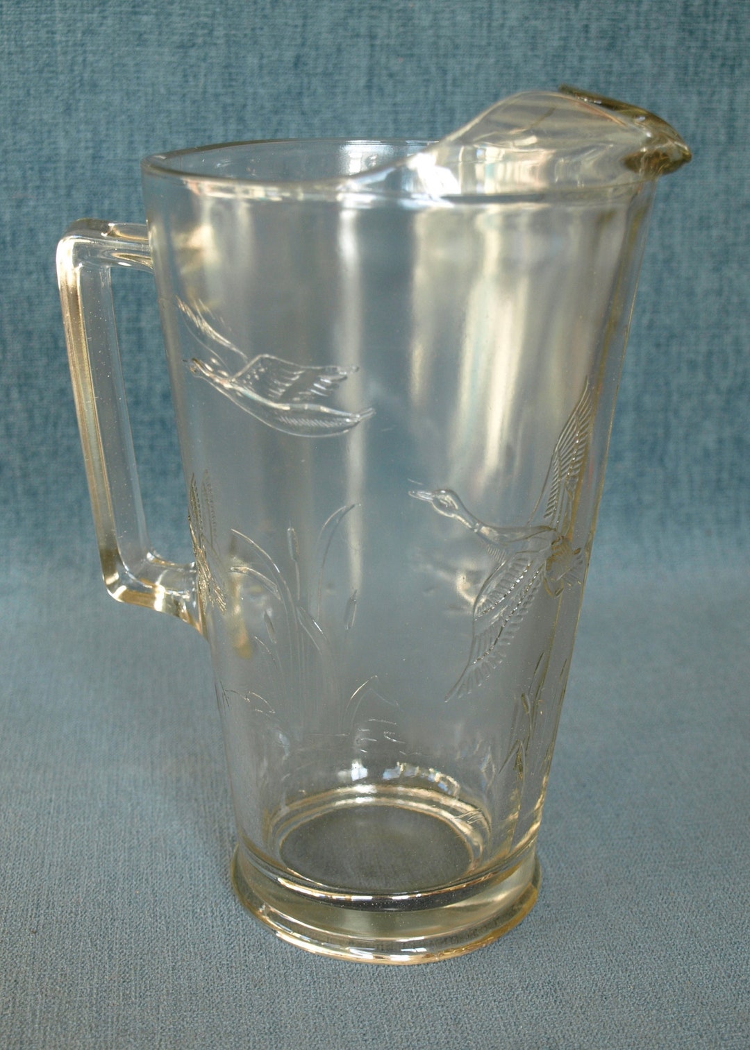 Vintage Clear Glass Pitcher With Embossed Ducks in Flight - Flying ...