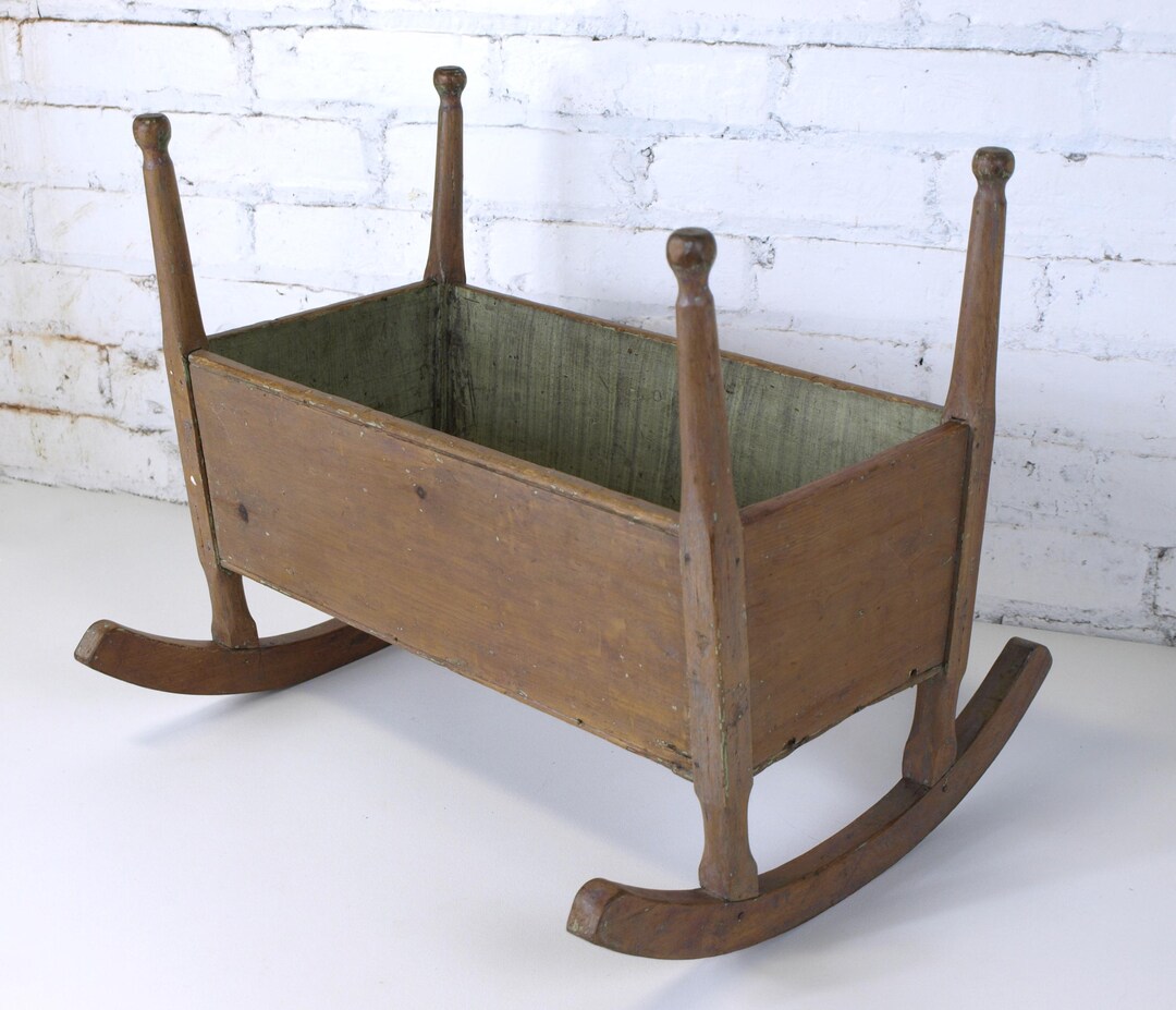 Antique Primitive Pine Doll Rocking Cradle, Circa 1800's - Approx ...